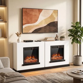 HOMCOM elektrický krb s římsou, topením a 3D efektem plamene, 80 cm, bílý