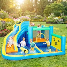 AIYAPLAY Skákací hrad s fukarem 9v1, vodní park, skluzavka, trampolína, bazén s míčky, Oxford, vícebarevný