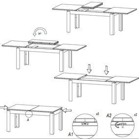 Rozkládací jídelní stůl Matera 160x90 cm, starý dub/bílá