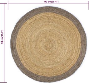 Ručně vyrobený koberec z juty s šedým okrajem 90 cm 133674