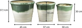 Sada 3 ks keramických květináčů Evro A2 krémová/zelená