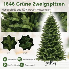 Costway 210 cm vysoký umělý vánoční stromek s 1646 špičkami