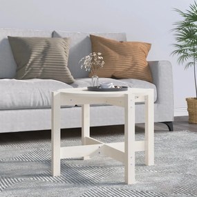 Konferenční stolek bílý Ø 62,5 x 45 cm masivní borové dřevo