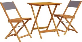 3dílný bistro set antracitový textil a masivní dřevo 3281761
