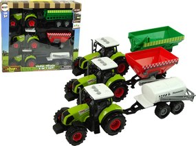 LEAN Toys Sada tří traktorů s přívěsy a postřikovačem, farma