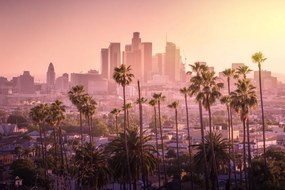 Vícedílný obraz Centrum Los Angeles Při Západu Slunce Nedostatek Nedostatek Přírodní plátno 120x80