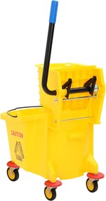 Kbelík na mop se ždímačkou a kolečky žlutý 36 l polypropylen 154461