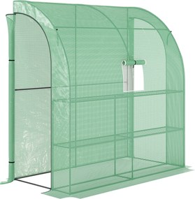 Fóliový skleník Outsunny Skleník 200 x 100 x 215 cm se 2 dveřmi, UV ochrana, ocel a PE pro pěstování rostlin, zelený