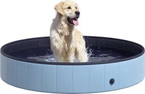 PawHut Bazén pro psy PVC Skládací Protiskluzový Snadno Omyvatelný Průměr 160 cm Výška 30 cm Modrá | Aosom