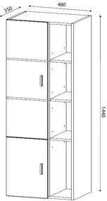 Závěsná skříňka s přihrádkami Grado, dub nox/šedá