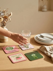 Sinsay - Podtácky pod hrnky s matcha motivem 4 ks - zelená