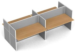 Rovný kancelářský stůl PRIMO s paravanem, 4 místa, nástěnka, buk