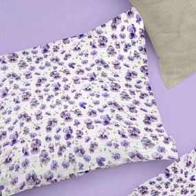 Krepové perkálové prodloužené povlečení Macešky Velikost: 140 x 220 + 70 x 90