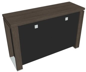 Nízká skříň Verno+ S 140 x 46 x 90 cm, skleněné dveře, dub antracit / černá