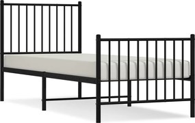 vidaXL Kovový rám postele s hlavovým a nožním čelem 75 x 190 cm [350872] Barva: Černá