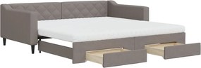 Válenda s přistýlkou a zásuvkami taupe 100 x 200 cm textil 3197488