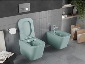 Mexen Teo wc mísa Rimless se záchodovým prkýnkem soft-close slim, duroplast, světle zelená mat - 30854048