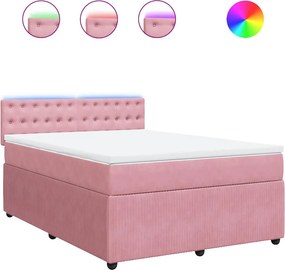 Box spring postel s matrací růžová 140x190 cm samet 3290051