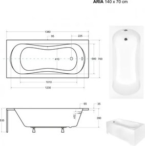 Besco ARIA PLUS 140 cm VANARIA140PLUS+OLVPINOZ vana vč. nožiček