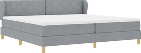 Postel s boxspringem s čelo Světle šedá 200 x 200 cm textil 3340297
