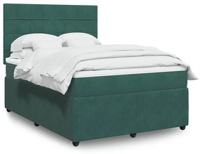 Box spring postel s matrací tmavě zelená 140x190 cm samet 3292337