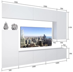 Obývací stěna Belini Premium Full Version  šedý antracit Glamour Wood + LED osvětlení Nexum 128