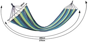 Verk Group Zahradní houpací síť vyztužená pruhovaným barevným dřevem houpačka 200 x 80