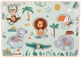 Dřevěné zábavné vkládací puzzle se zvukem Adam Toys, Safari