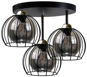 Keter Lighting Přisazený lustr SOLO BLACK 3xE27/60W/230V pr. 30 cm černá/zlatá KE0106