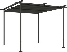 Outsunny Pergola 3x3m Zahradní Pavilon Terasový Kryt z Kovového Materiálu, Zahradní Pergola s Nastavitelnou Sluneční Clonou, UV Ochrana 30+ Samostatný