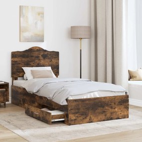 Rám postele s čelo Kouřový dub 100 x 200 cm Kompozitní dřevo 3413643