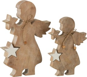 Dřevěný anděl s vyndavací hvězdou - 15*2,5*23cm