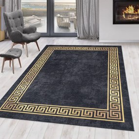 Ayyildiz, Kusový koberec Fiesta 4305 black, 80x150, černá, chodba / předsíň