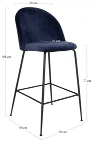 Barový set 2ks židlí LAUSANNE + stůl BOLZANOø70x105cm,modrá,černý kov   House Nordic SET1001263