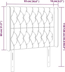 Čelo postele s LED tmavě modré 93 x 16 x 118/128 cm samet 3124424