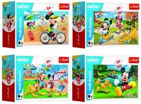 Trefl Minipuzzle 54 dílků Mickey Mouse Disney/ Den s přáteli 4 druhy v krabičce 9x6,5x4cm 40ks v boxu