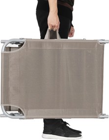 Zahradní lehátko LAGUNA s nastavitelnou clonou, 193x59x30cm, hnědošedá (taupe) SongmicsHome