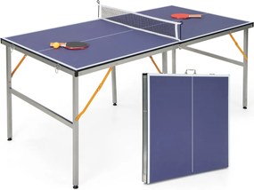 Costway Přenosný stolní tenis set se sítí, 2 raketami a 3 míčky Mini stůl