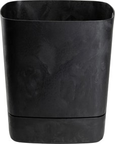 Plastový květináč s podmiskou Cubi 30x30 cm černý beton