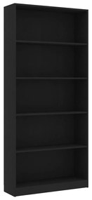 Knihovna Anabel - 5 polic - černá | 80x24x175 cm