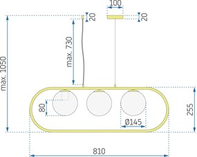 Toolight - Moderní stropní lampa 3xE27 60W APP915-3CP, zlatá, OSW-03205