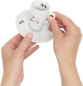 Porcelánový espresso šálek Jezevčík s podšálkem, 130 ml – s ručně malovanou perokresbou, český autorský design