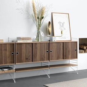 STRING Skříňka Cabinet with Sliding Doors, Grey