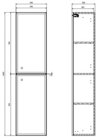 Cersanit S1021-012 - Závěsná koupelnová skříňka MILLE 160x40 cm mintová