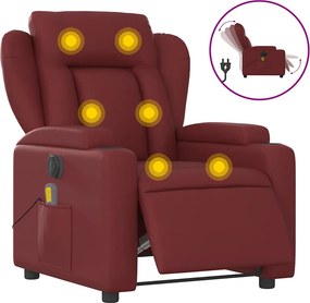 Elektrické masážní polohovací křeslo vínové umělá kůže 3204541