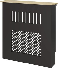 HOMCOM kryt radiátoru 78 x 19 x 81 cm, kryt radiátoru, moderní lamelový a voštinový design, černá