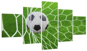 Obraz fotbalového míče v síti (125x70 cm)