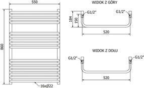 Mexen Apollo, elektrické topné těleso 860x550 mm + topná tyč 600 W, černá, W117-0860-550-2600-70