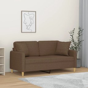 2místná pohovka s polštáři hnědá 140 cm textil 3200912