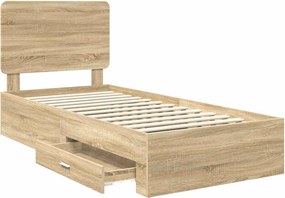 Rám postele se zásuvkou Sonoma dub 90 x 190 cm Kompozitní dřevo 3412839